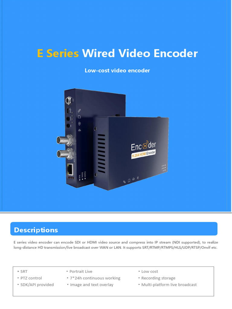 E Series Video Encoder Datasheet | PDF