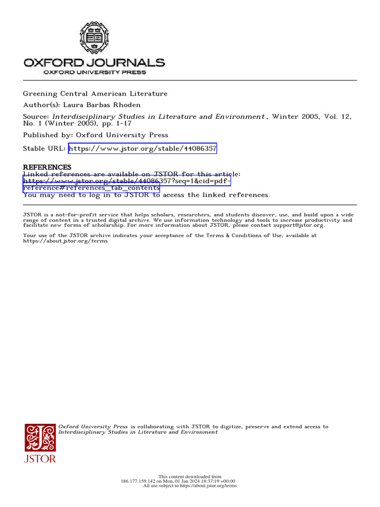 Barbas Rhoden, Laura - Greening Central American Lit - 2005 | PDF