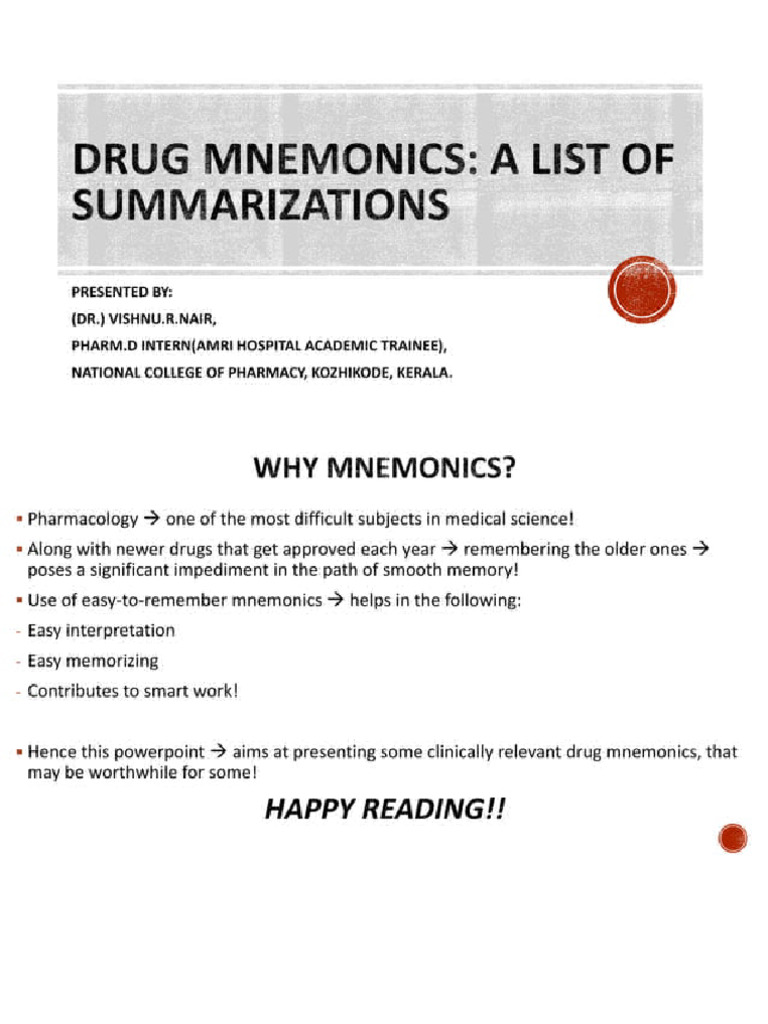drug-mnemonics-by-rxvichuz-143740614 | PDF