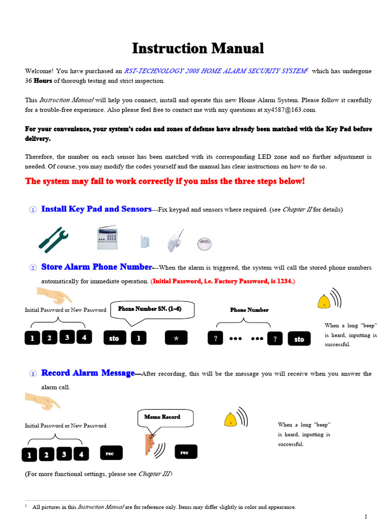 RST-Technology 2008 Alarm Manual | PDF | Sensor | Security Alarm