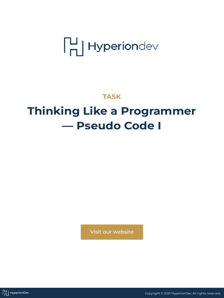 03-001 Thinking Like A Programmer - Pseudo Code I | Download Free PDF | Algorithms | Computer ...