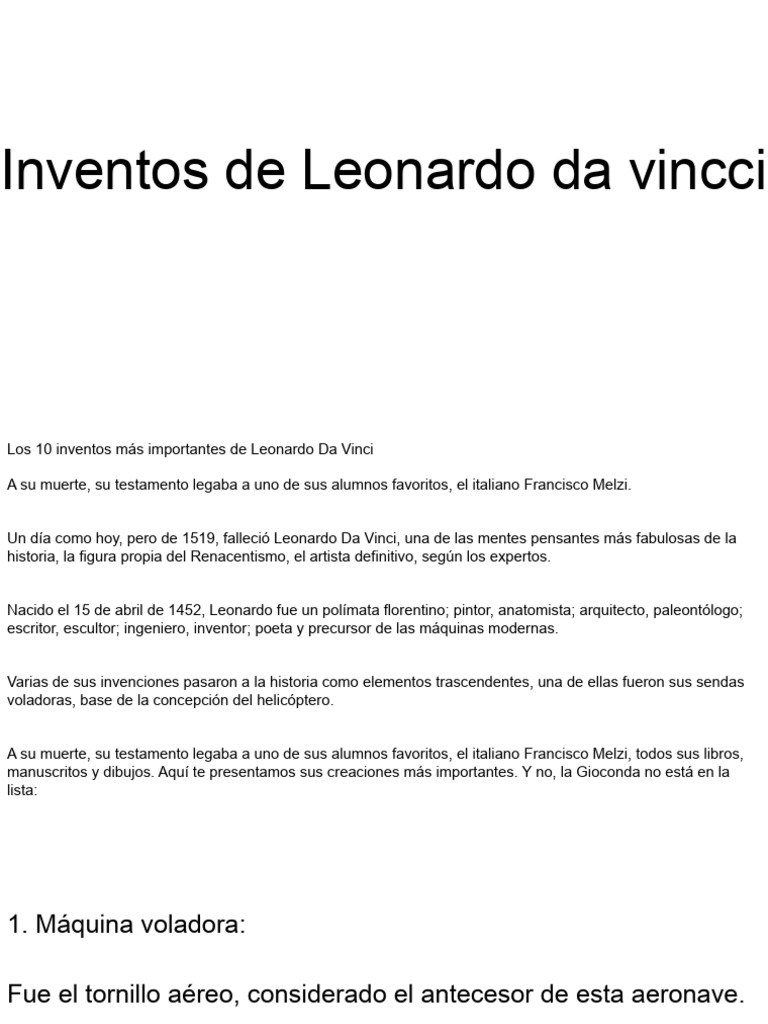 Leonadro Da Vinci Presentacion | PDF