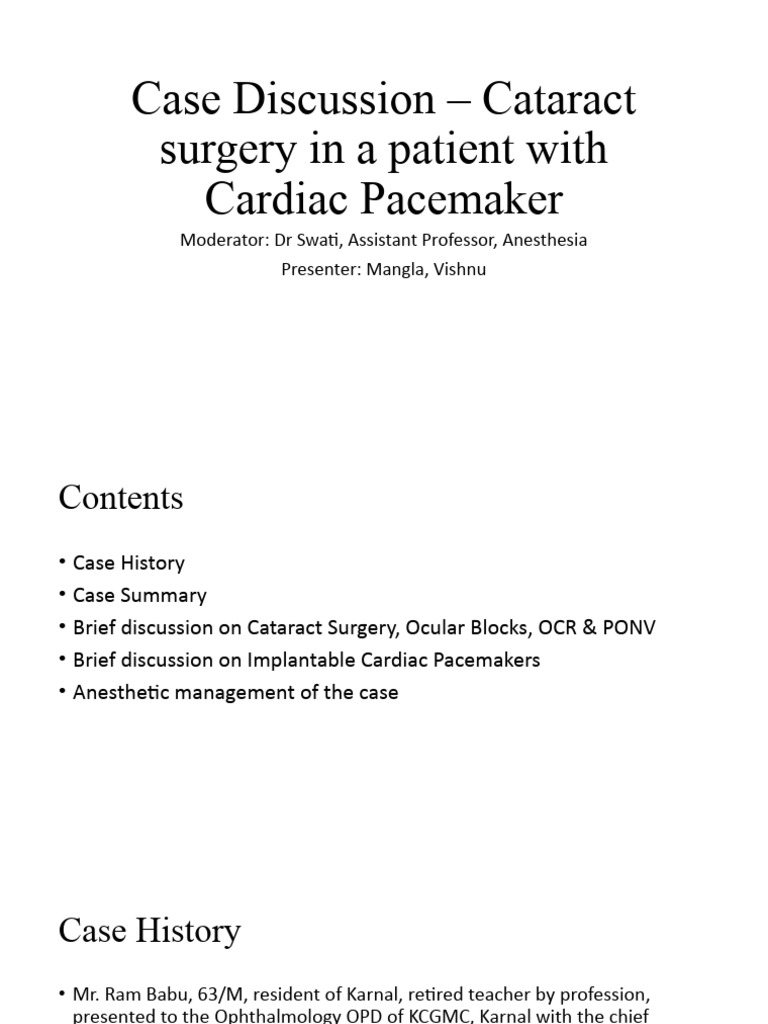 Cataract Surgery in Pacemaker Patients | PDF | Artificial Cardiac ...