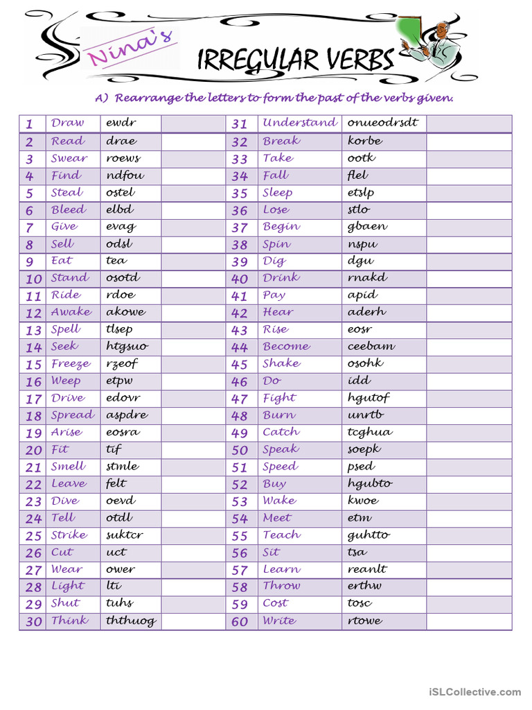 Spelling Practice - Irregular Verbs | PDF