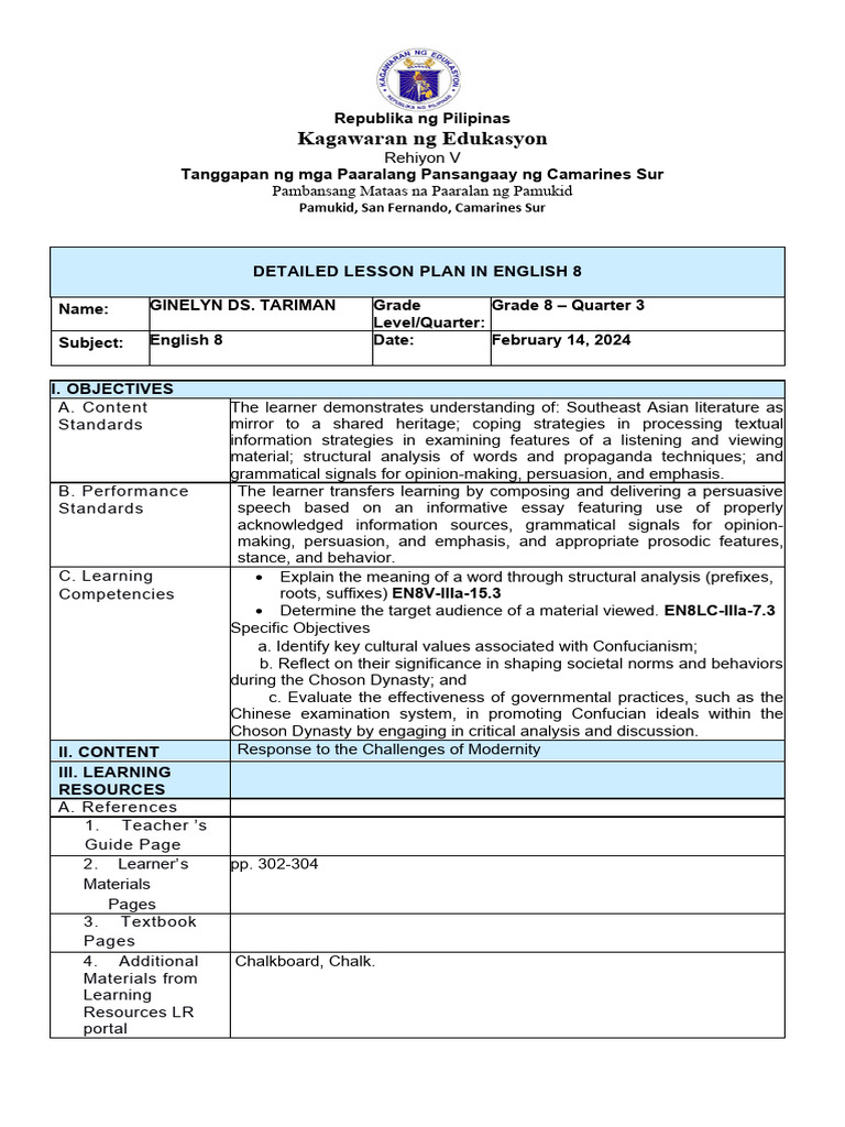 Dlp-G8-English-Feb 14 | PDF | Confucianism
