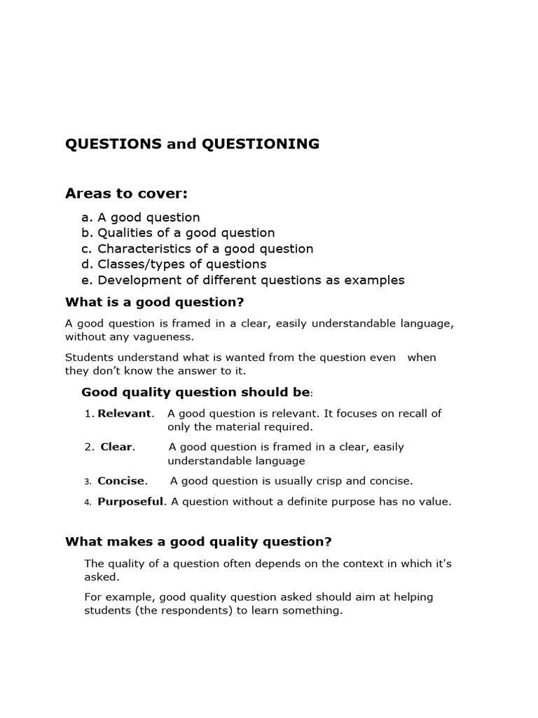 QUESTIONS and QUESTIONING | Download Free PDF | Question | Job Interview