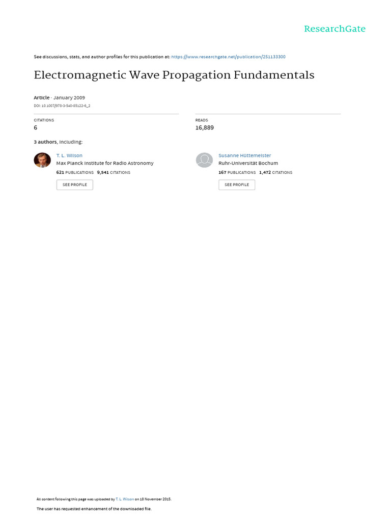 Electromagnetic Wave Propagation Fundamentals | PDF | Waves ...