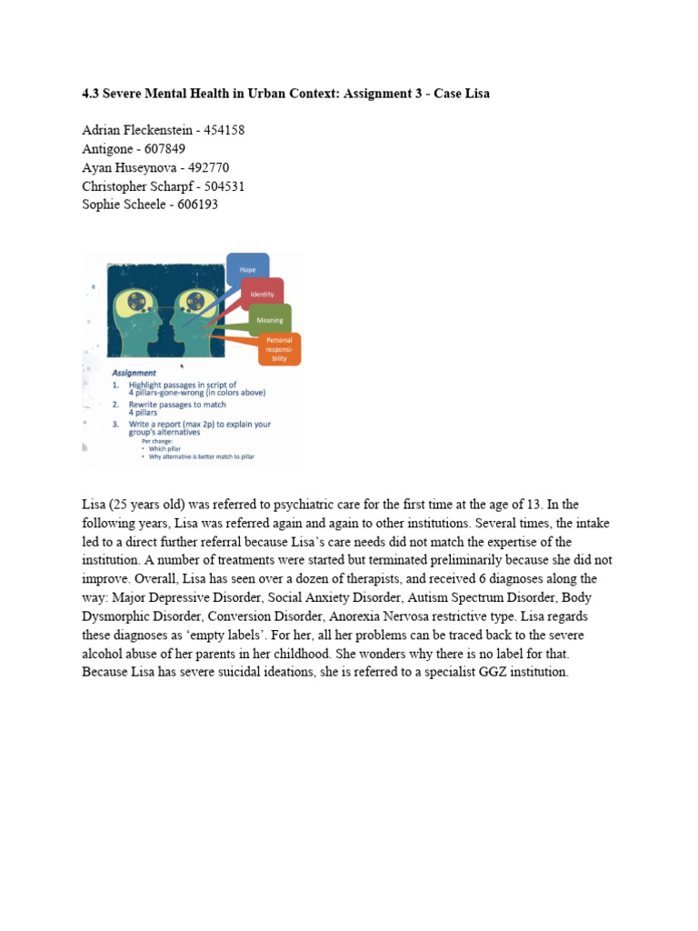 Severe Mental Illness Assignment | PDF | Dialectical Behavior Therapy ...