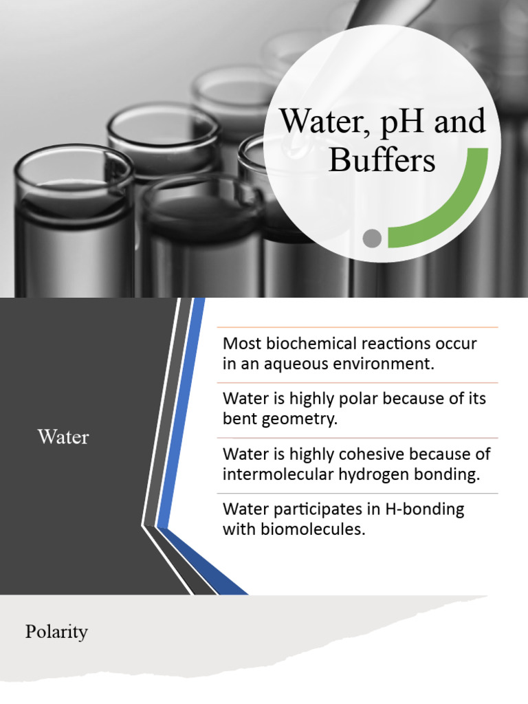 Biochemistry of Water and Buffers | PDF | Acid | Ph
