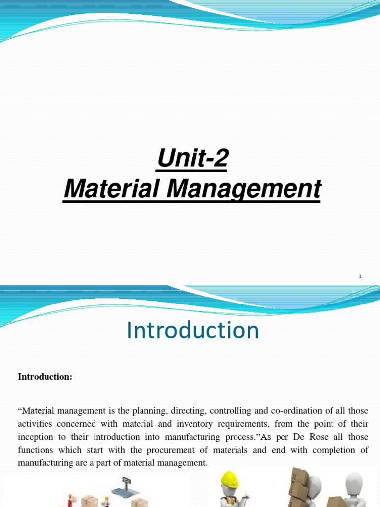 PTQM Unit II Material Management | PDF | Warehouse | Inventory