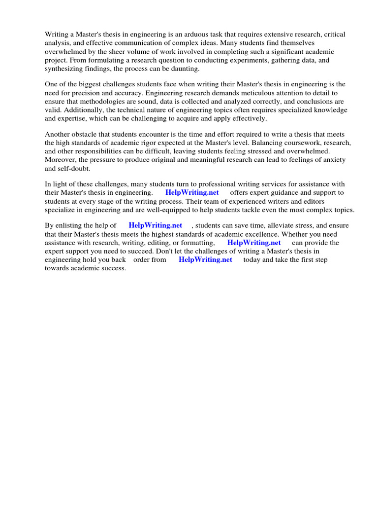 Writing Masters Thesis Engineering | PDF | Thesis | Engineering