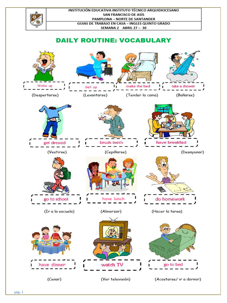 Rutinas Diarias en Inglés para Niños | PDF