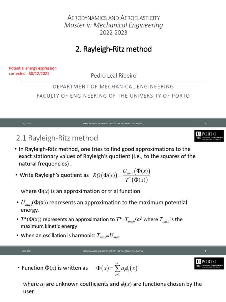 Rayleigh-Ritz Method | PDF | Derivative | Normal Mode
