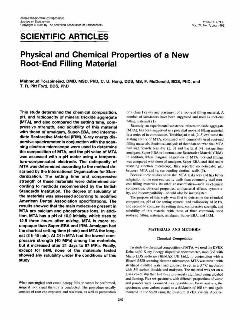 Scientific Articles Physical and Chemical Properties of A New Root-End ...