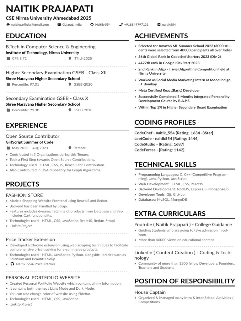 Naitik Resume Final | PDF | Websites | Java Script Naitik Resume Final | PDF | Websites | Java Script