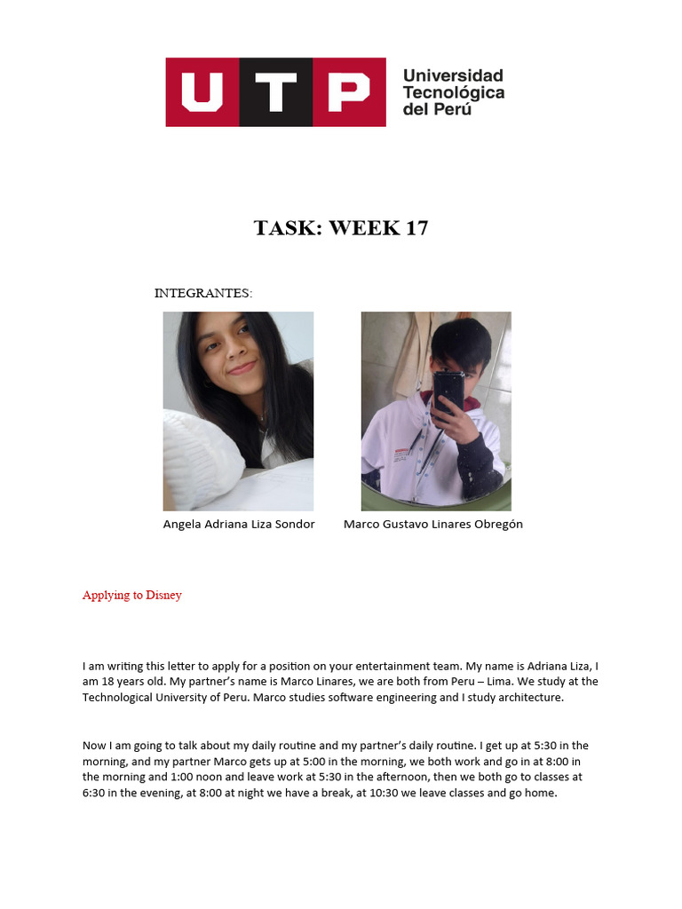 TASK WEEK 17 - Liza Sondor Angela, Linares Obregón Marco | PDF | Language Arts & Discipline ...