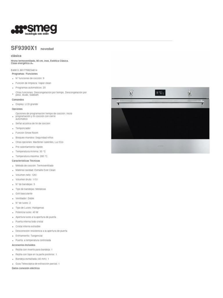 Horno Electrico Smeg 90 - Sf9390x1 | PDF | Cocinando | Alimentos