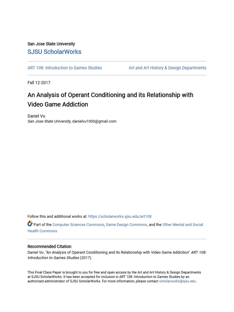 Operant Conditioning & Video Game Addiction | PDF | Reward System ...