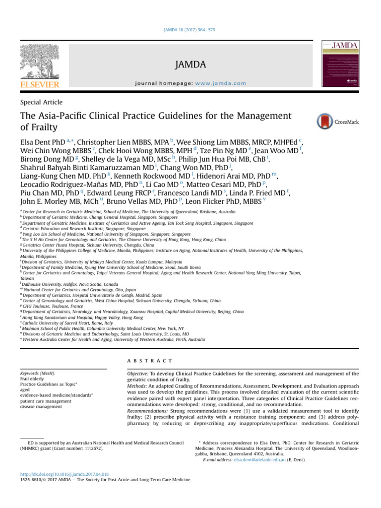 Asia Pacific Frailty Guidelines 2017 | PDF | Evidence Based Medicine ...