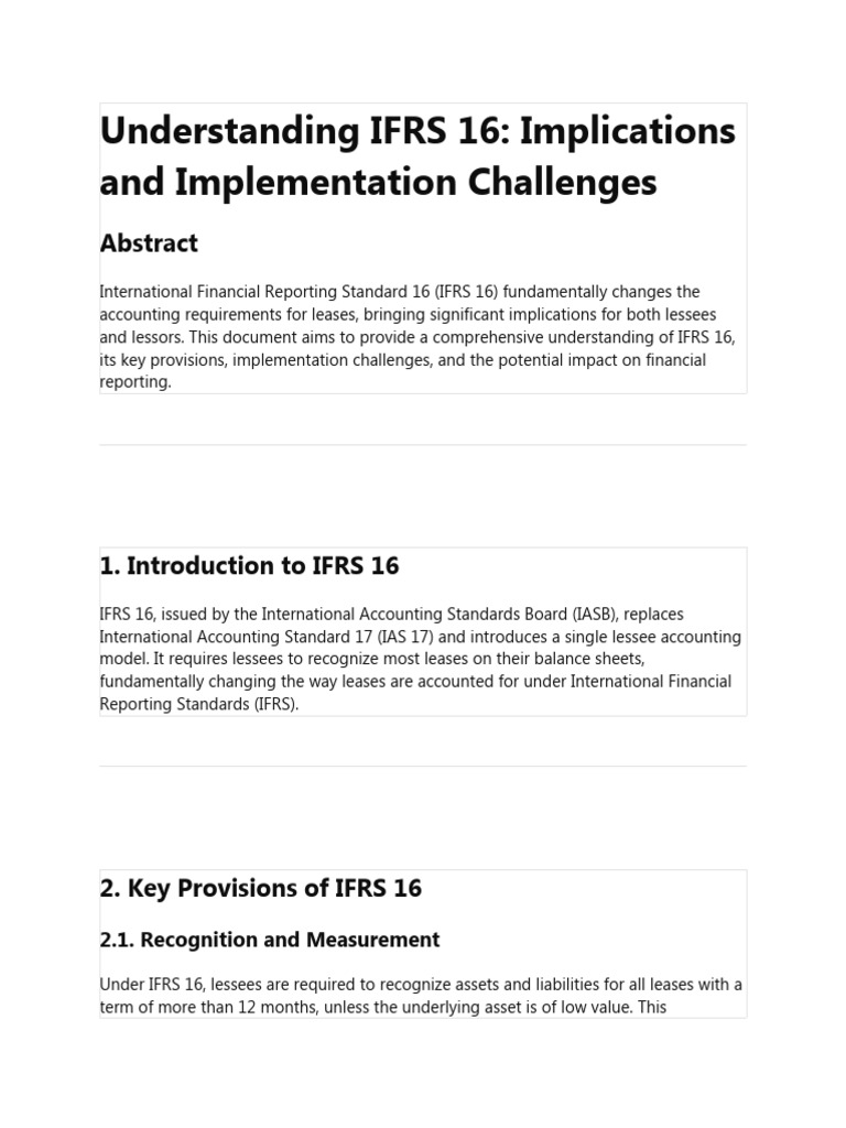 Understanding IFRS 16 | Download Free PDF | International Financial ...