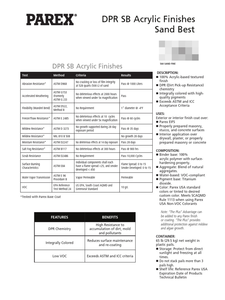 16. Finishes - Parex Dpr Sand Best Finish | PDF | Concrete | Building Materials