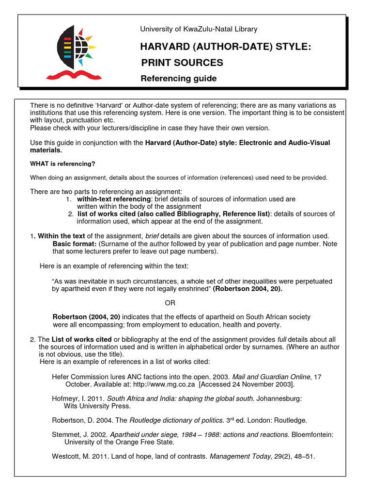 Harvard Author-Date Referencing Guide | PDF | Thesis | Publishing
