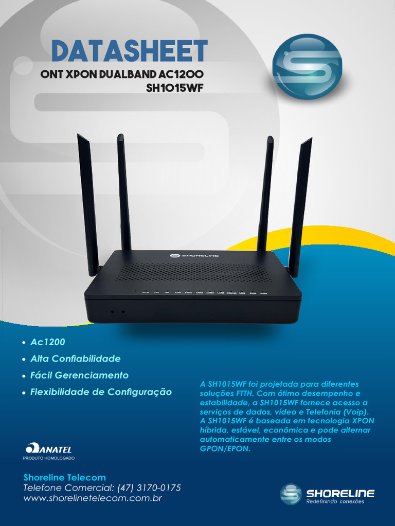 Datasheet ONU SH1015wf | PDF | Endereço de IP | Ethernet