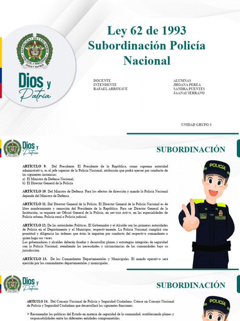Diapositiva Ley 62 de 1993 (2) Nueva | PDF | Policía | Alcalde