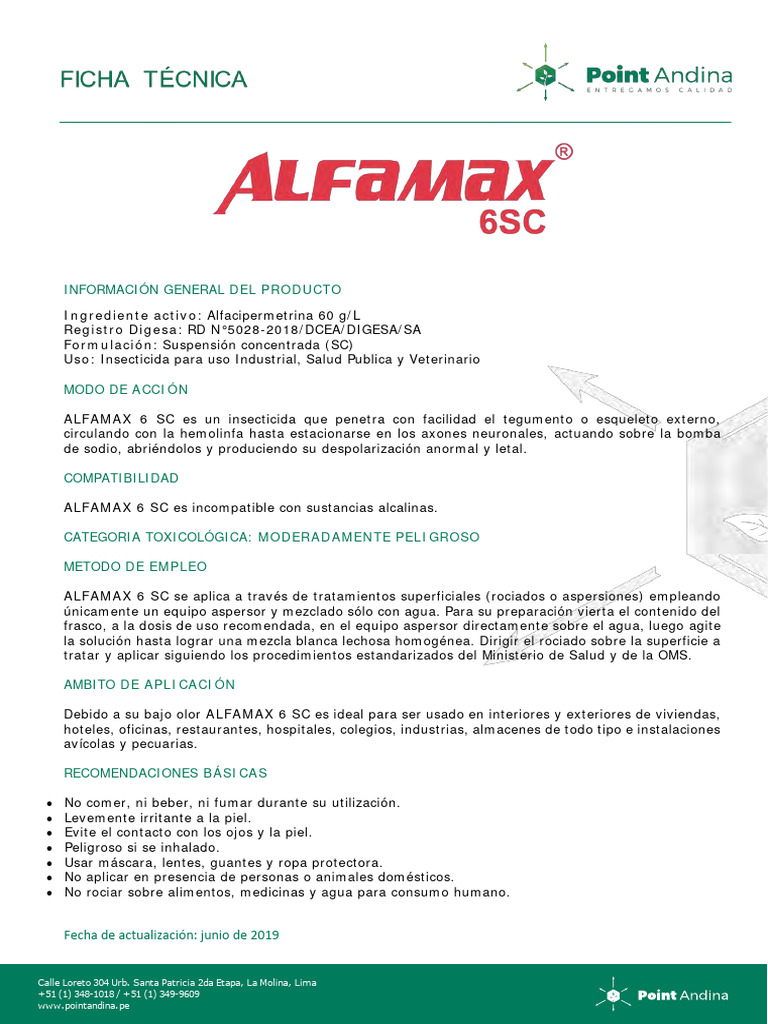 Alfamax 6 Sc-Ficha Tecnica | PDF | Agua | Insecticida