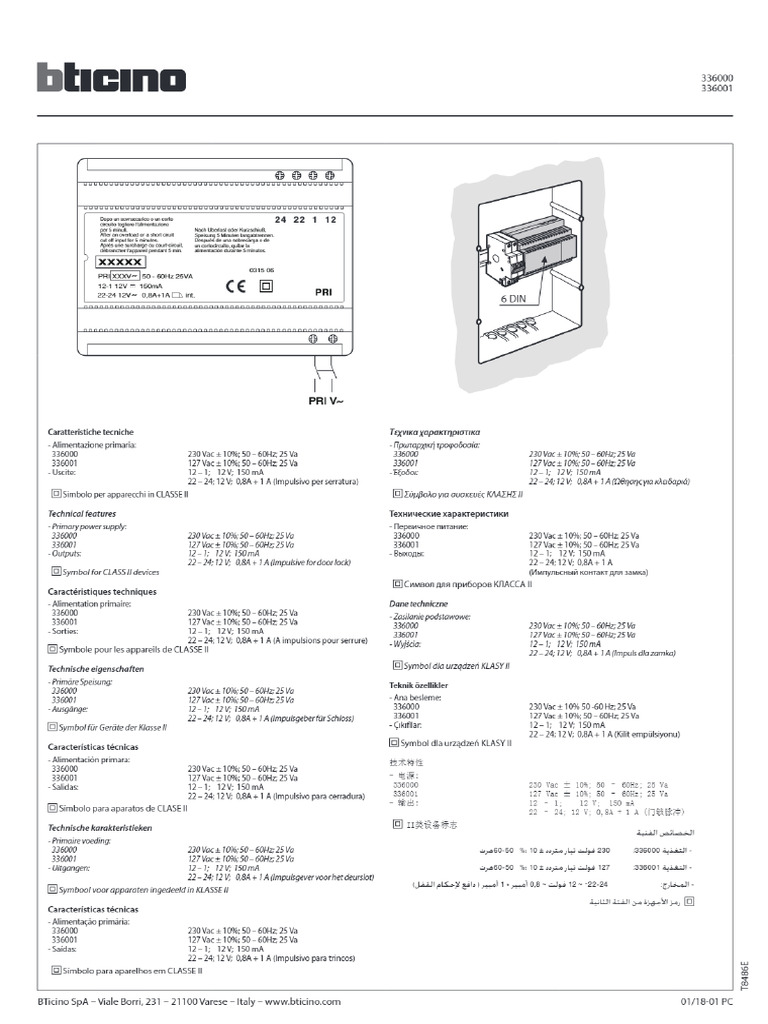 Bticino 336000 | PDF