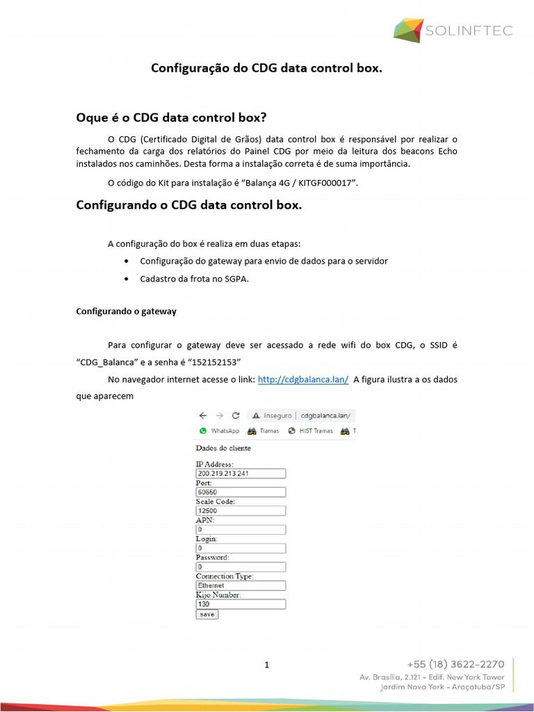 Configuração do CDG Data Control Box | PDF | Rede de computadores ...