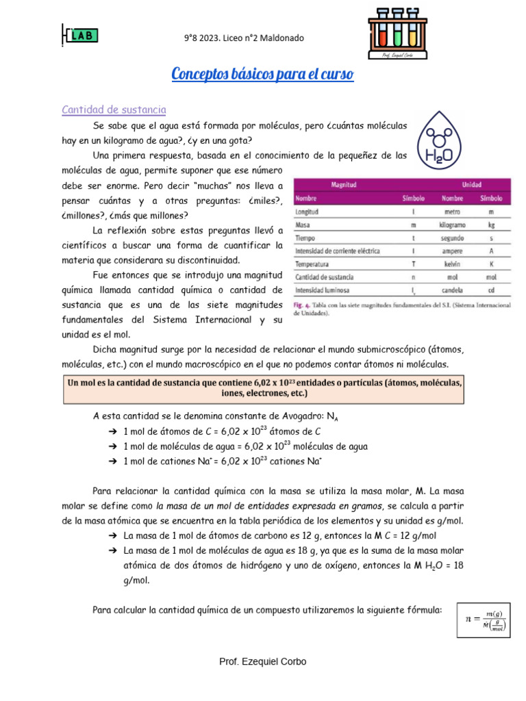 Repasando Conceptos para El Curso | PDF | Mole (Unidad) | Química