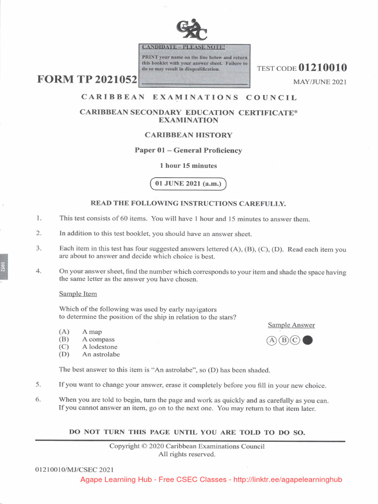 CSEC History Paper 1 2021 | PDF | Computers