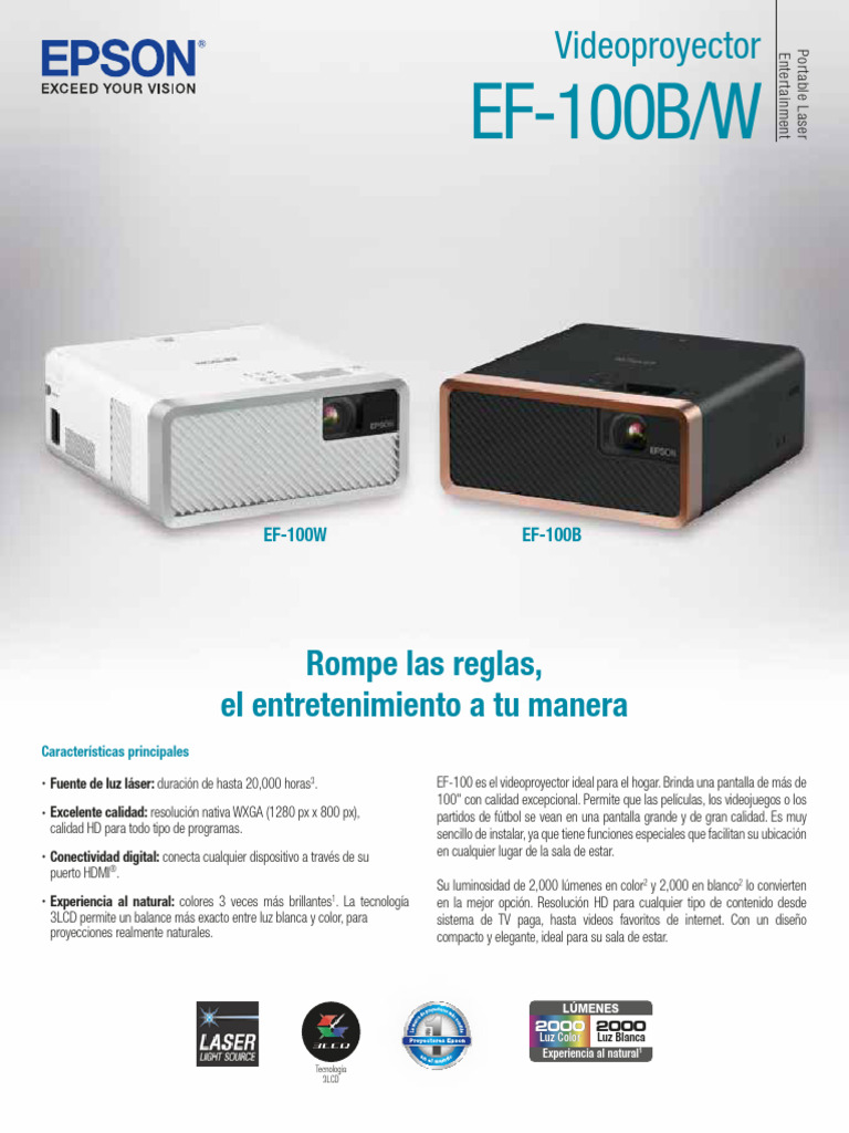 Ficha Técnica EF 100WB | PDF | Tecnología de cine y video | Tecnología de pantalla