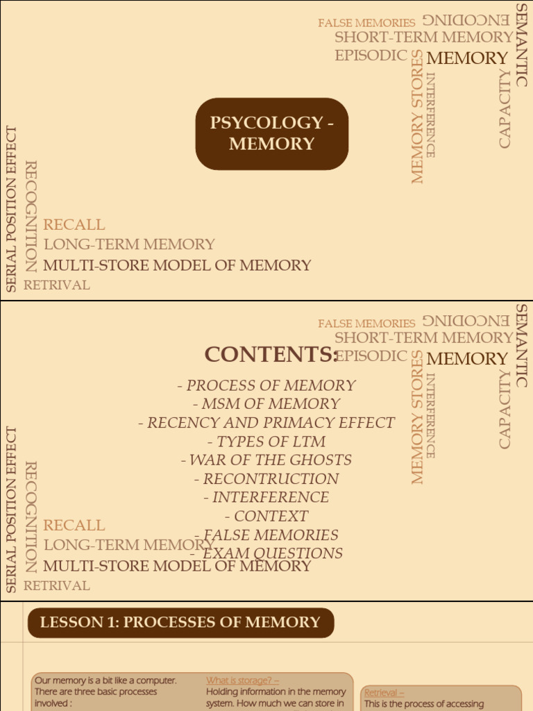 Psychology Memory | PDF | Recall (Memory) | Memory