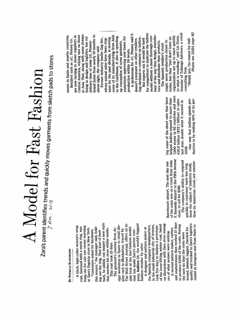 Zara a model for fast fashion (1) | PDF