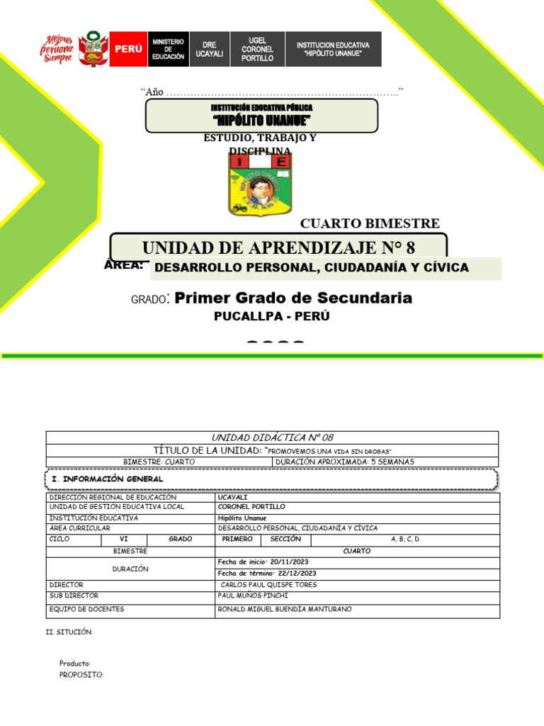 Formato Unidad Didactica - 2024 | PDF | Evaluación | Enseñando