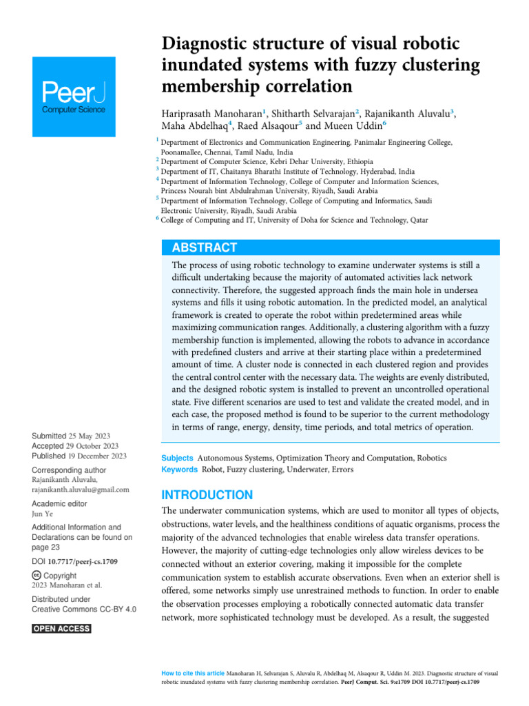 Peerj Cs 1709 | PDF | Cluster Analysis | Robotics