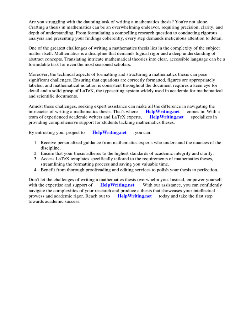 Mathematics Thesis Latex Template | PDF