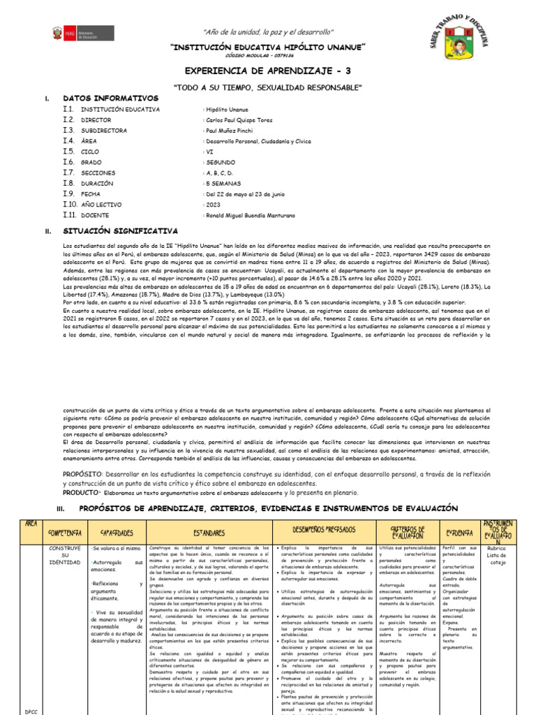 Experiencia de Aprendizaje - 3 - 2º | PDF | Aprendizaje | Las emociones