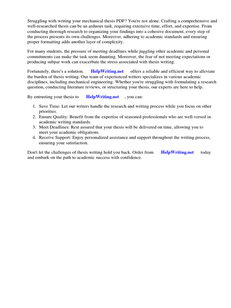 Mechanical Thesis PDF | Download Free PDF | Engineering | Thesis