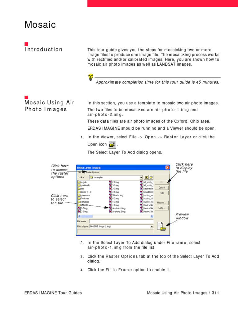 Mosaic Using ERDAS | PDF | Icon (Computing) | Menu (Computing)