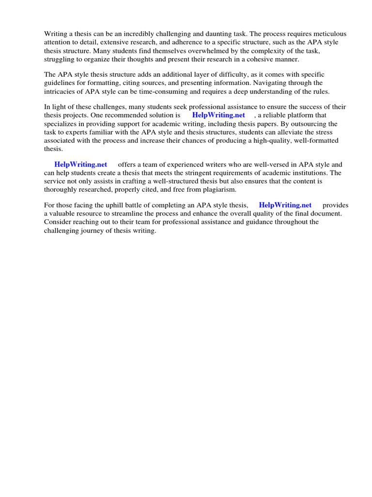 Apa Style Thesis Structure | Download Free PDF | Apa Style | Thesis