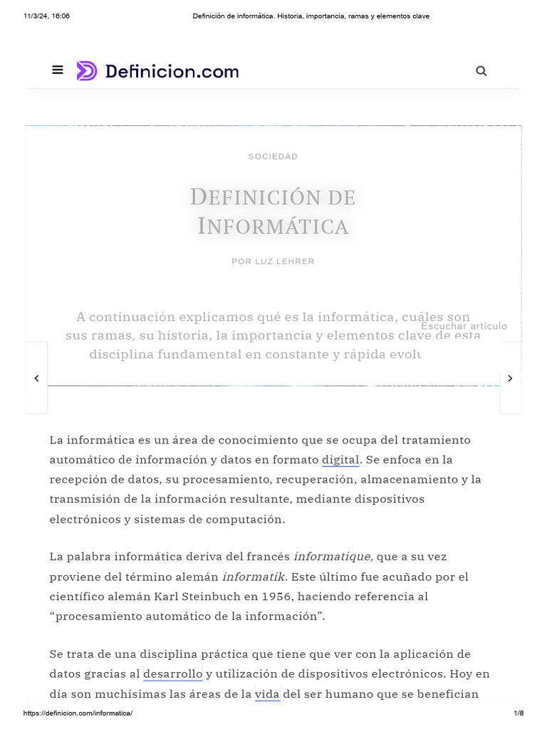 Definición de informática | PDF | Informática | Ciencias de la Computación