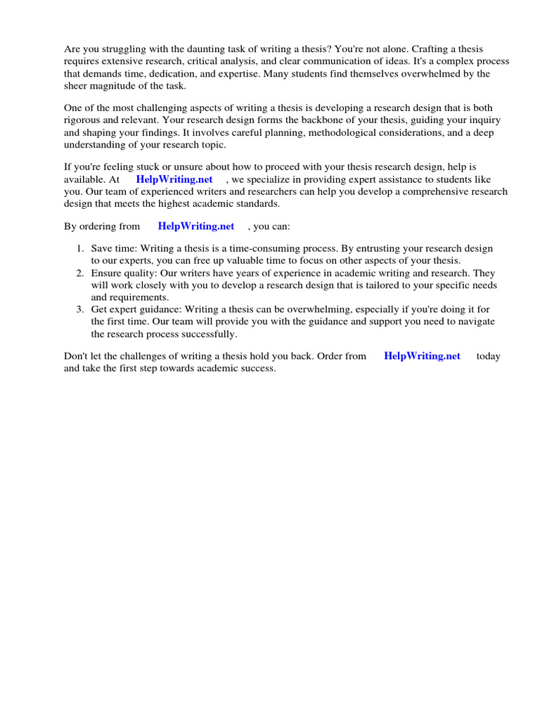 Thesis Sample Research Design | PDF | Methodology | Thesis