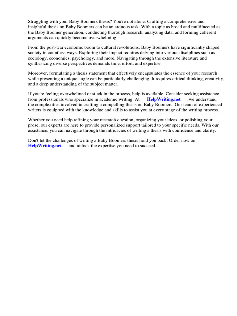 Crafting a Baby Boomers Thesis Guide | PDF | Baby Boomers | Medicare ...