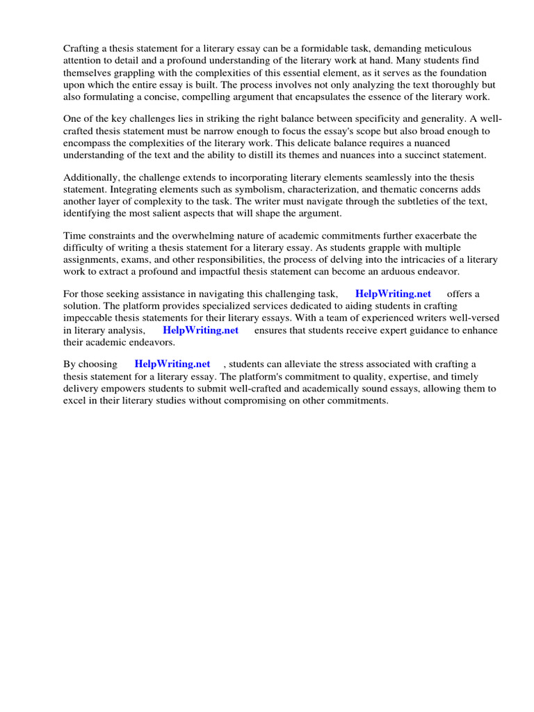 Crafting Literary Thesis Statements | PDF | Essays | Thesis
