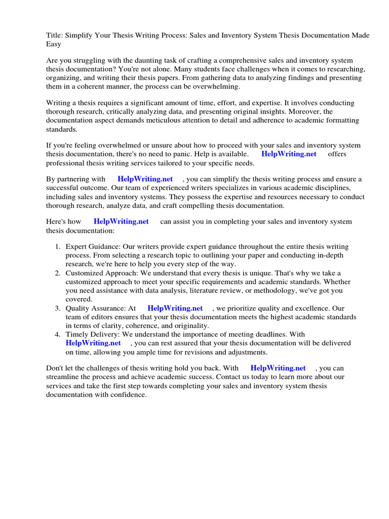 Sales and Inventory System Thesis Documentation | PDF