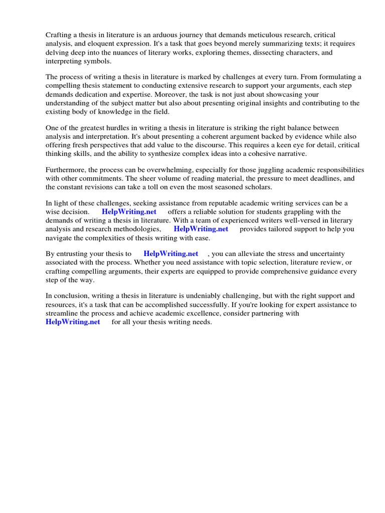 Sample Thesis in Literature | PDF Sample Thesis in Literature | PDF