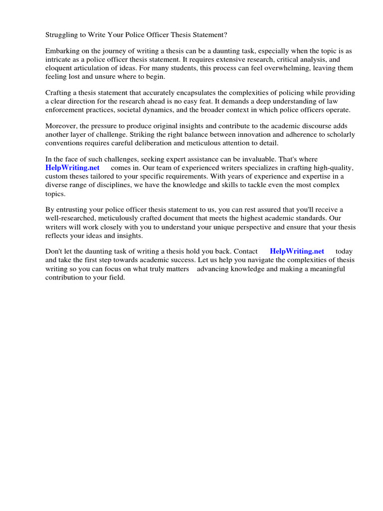 Police Officer Thesis Statement | PDF | Police | Thesis